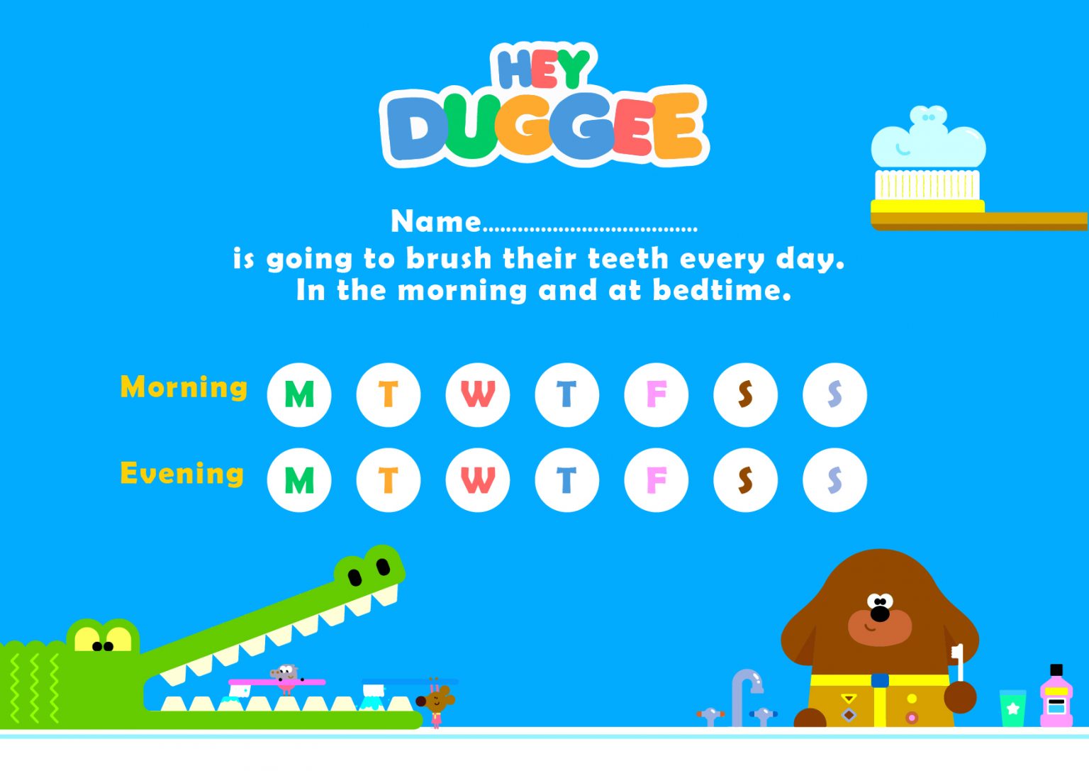 Tooth brushing Chart - Hey Duggee Official Website