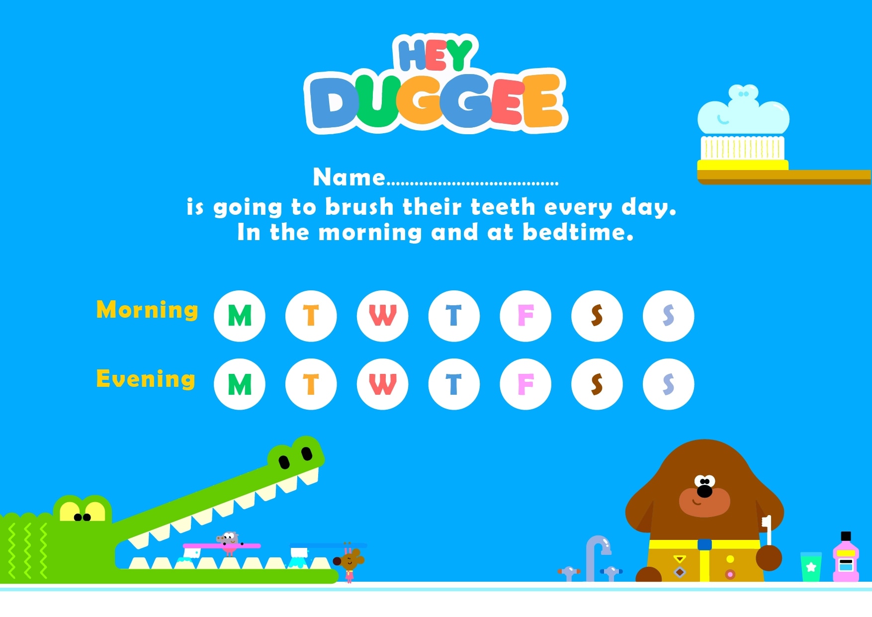 Tooth brushing Chart - Hey Duggee Official Website